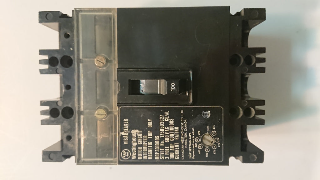 3P 100A 600V Circuit Breaker - Westinghouse - (MCP 331000S) — Metro Systems